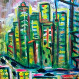 Original Acrylic Painting - Rise - 11x14 Dark Night City Art on Luulla